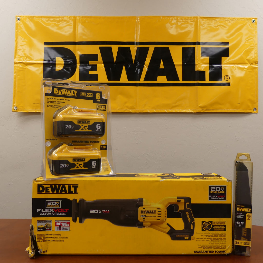 DeWalt 20V MAX Brushless Reciprocating Saw with 6Ah Batteries & Blades ...